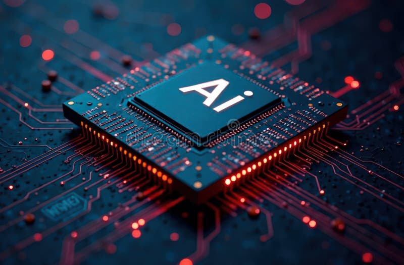 Circuit Board Cpu Microchip Starting Ai Visualization Neural Networking Digital Connectors Stock ...