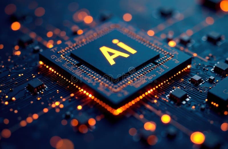 Circuit Board CPU Microchip Starting AI Visualization of Neural ...