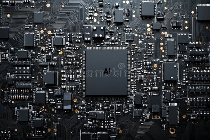 Circuit Board CPU Microchip Starting AI Visualization of Neural ...