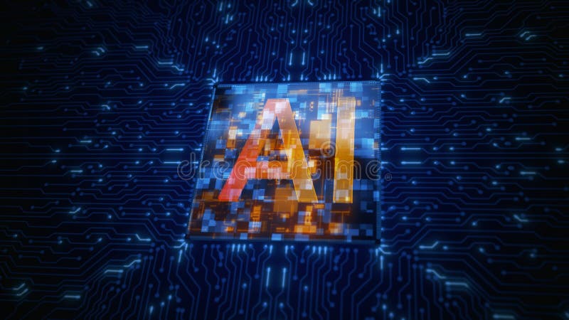 Circuit Board CPU Processor Microchip Starting Artificial Intelligence AI. Future Technology ...