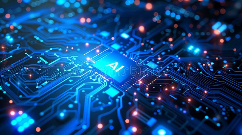 Circuit Board CPU Processor Microchip Starting Artificial Intelligence Digitalization of Neural ...