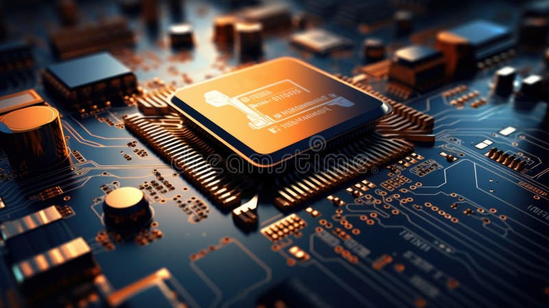 Circuit Board CPU Processor Microchip Starting Artificial Intelligence Digitalization of Neural ...