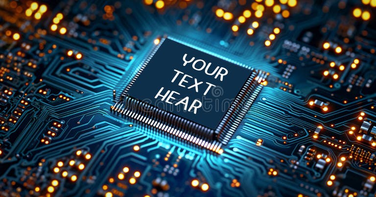 Circuit Board CPU Processor Microchip Starting Artificial Intelligence Digitalization of Neural ...