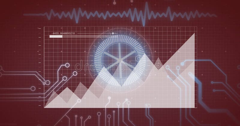Circuit Board and Data Processing Image Over Fluctuating Graph and ...