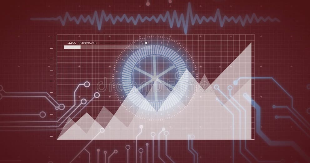 Circuit Board and Data Processing Image Over Fluctuating Graph and ...