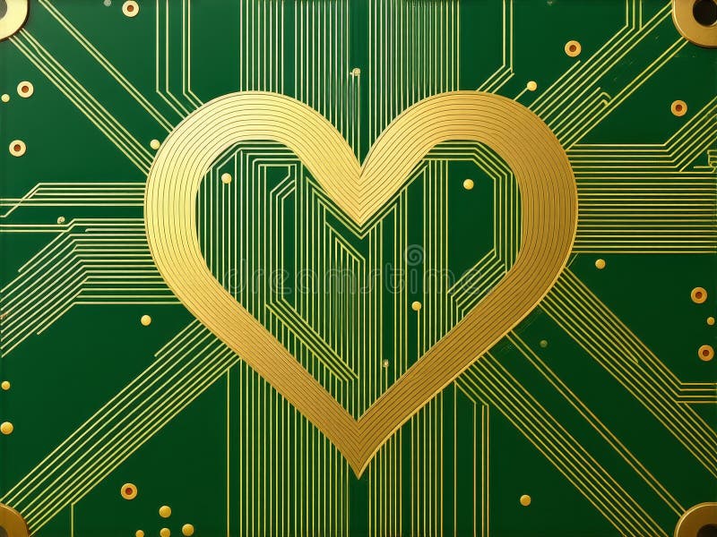 Circuit Board Design Featuring a Heart Shape Symbolizing Technology and ...