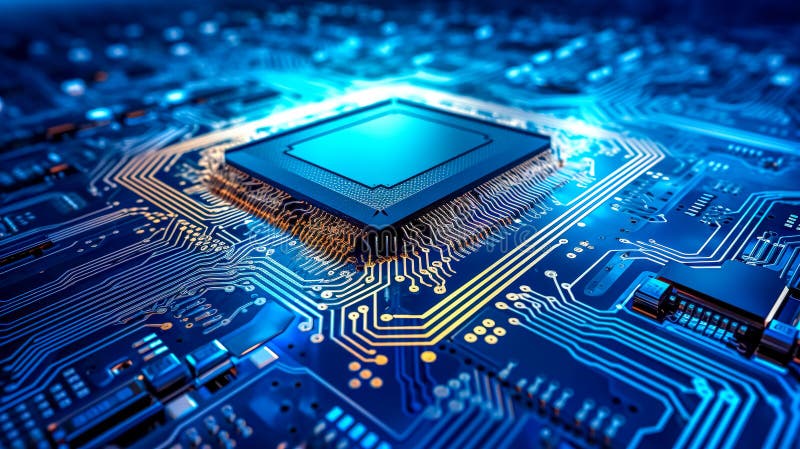 Electronic Circuit Board. a Digital Chip on the Motherboard of an ...