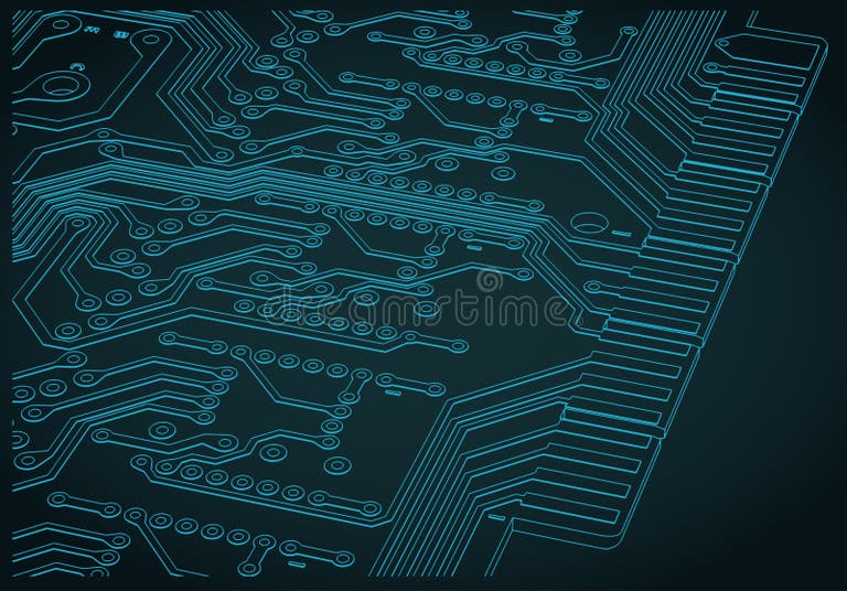 Circuit Board Drawing Close Up Stock Illustration - Illustration of ...