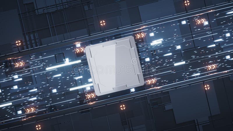 Circuit Board and Electrical Chip Core, 3d Rendering Stock Footage ...