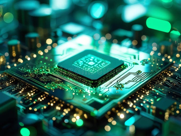 Circuit Board with Electronic Chip Stock Illustration - Illustration of ...