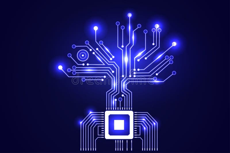 Circuit Board Electronic Tree Shape. Stock Vector - Illustration of ...