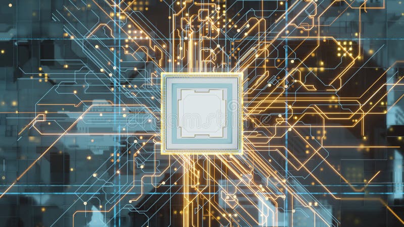 Circuit Board, Electronics Cyberspace Background, 3d Rendering Stock ...