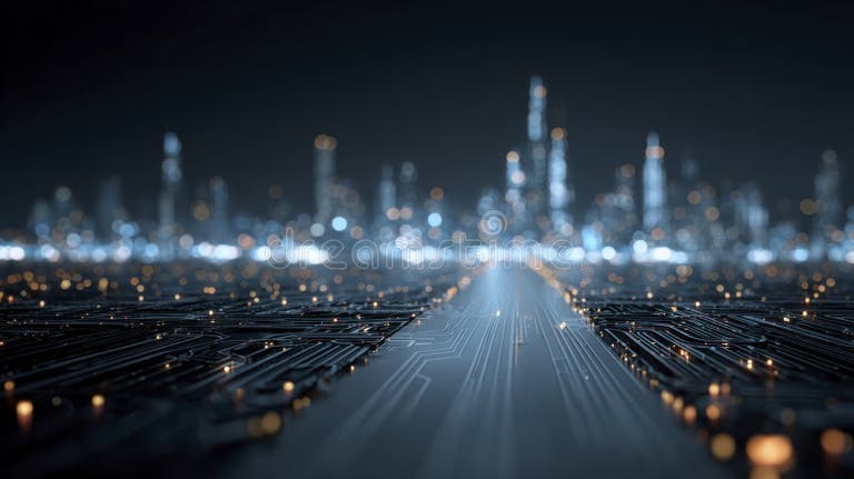 Circuit Board Electronics with Glowing Lights Create Futuristic ...