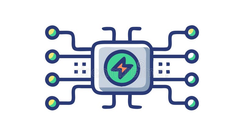 Circuit Board with Energy Flow Icon for Electronics, Vector Design ...