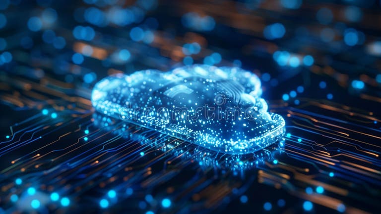 A Circuit Board Features a Glowing Cloud Symbol, Denoting the ...