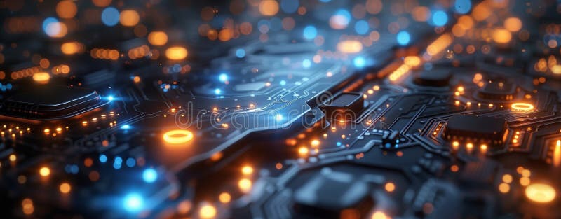 A Circuit Board Featuring Advanced Technology, Glowing Lights, and ...