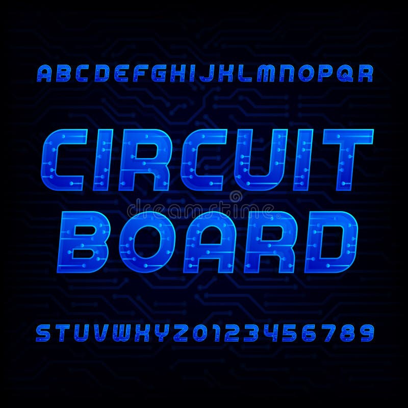 Circuit Board Font. Vector Alphabet Stock Vector - Illustration of ...