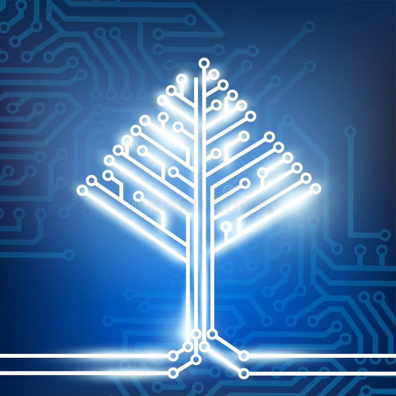 Circuit Board in the Form of a Tree Stock Vector - Illustration of ...