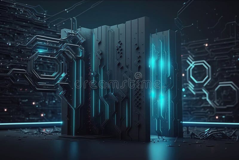Circuit Board Futuristic Server Code Processing. Generative Ai Stock Illustration - Illustration ...