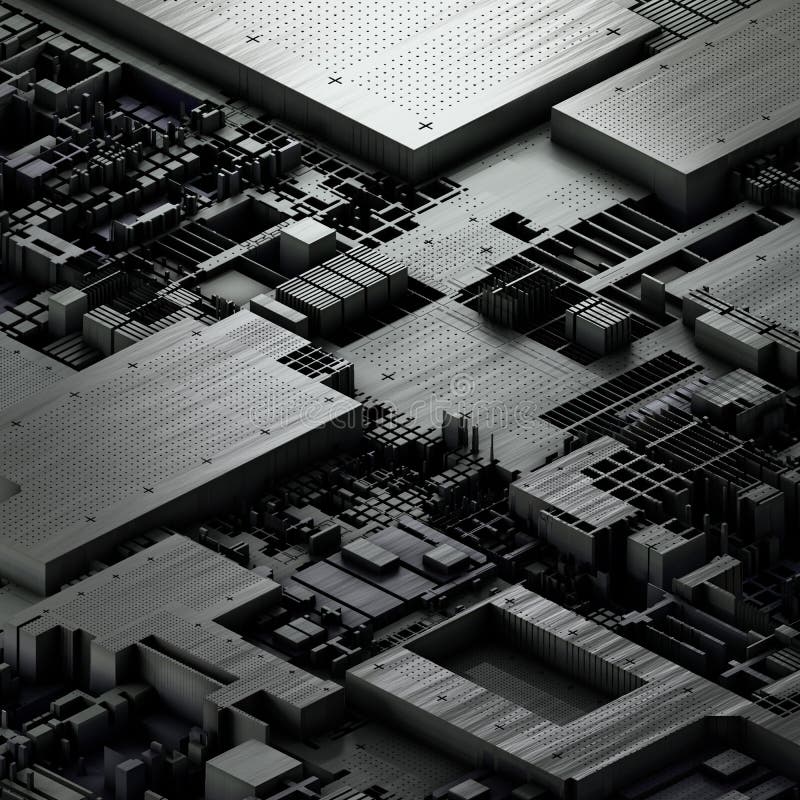 Circuit Board Futuristic Server Code Processing. Gray Technology ...