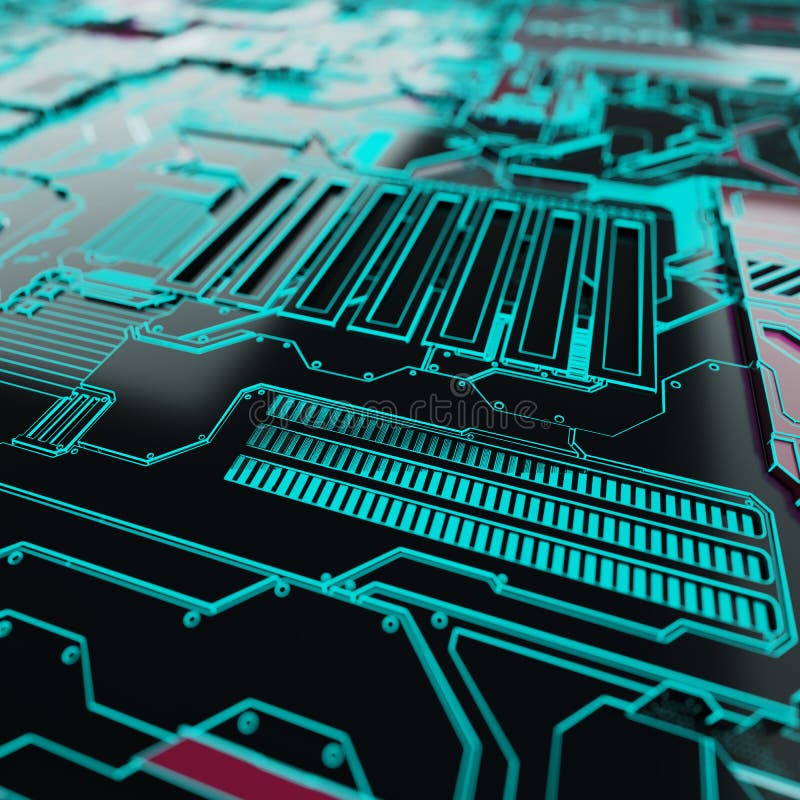 Circuit Board Futuristic Server Code Processing. Neon Color Technology ...