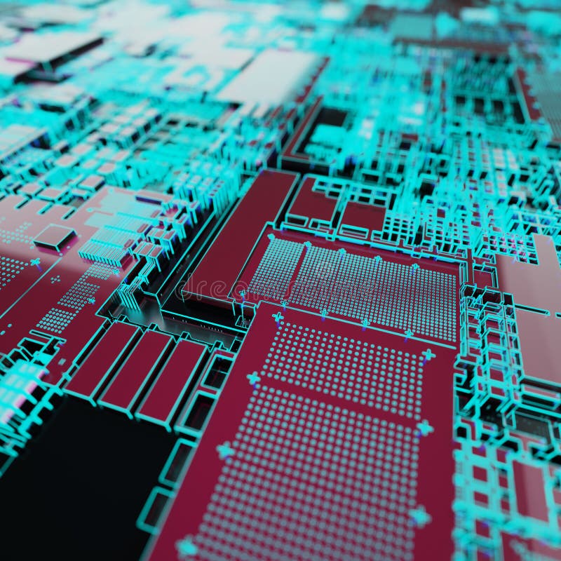 Circuit Board Futuristic Server Code Processing. Neon Color Technology ...