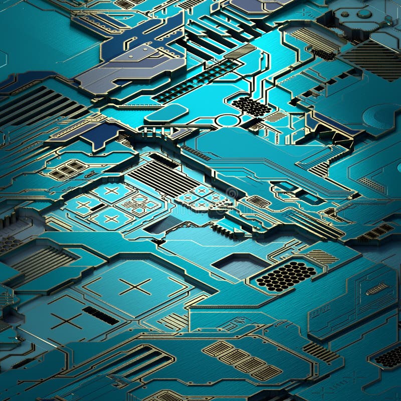 Circuit Board Futuristic Server Code Processing. Turquoise Technology ...