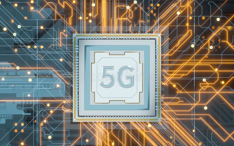 Circuit Board with 5g Big Data Concept, 3d Rendering Stock Illustration ...