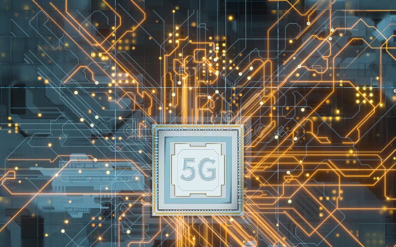 Circuit Board with 5g Big Data Concept, 3d Rendering Stock Illustration ...