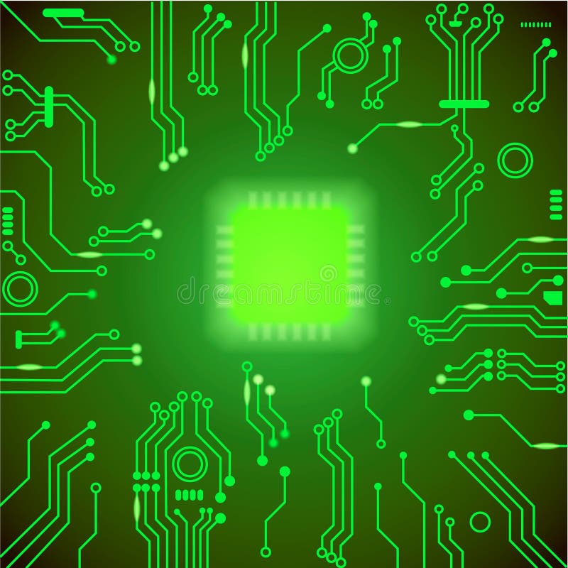 Circuit Board Green Background. Motherboard Stock Illustration ...