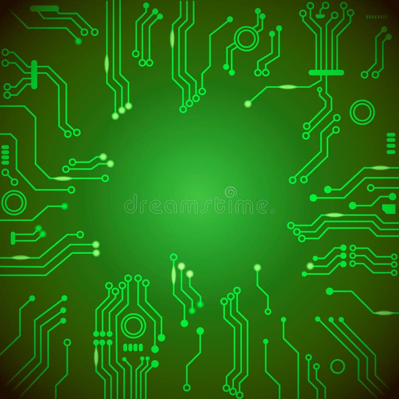 Circuit Board Green Vector Background Stock Vector - Illustration of ...