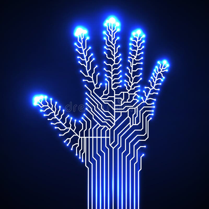 Circuit board hand stock vector. Illustration of design - 62066241