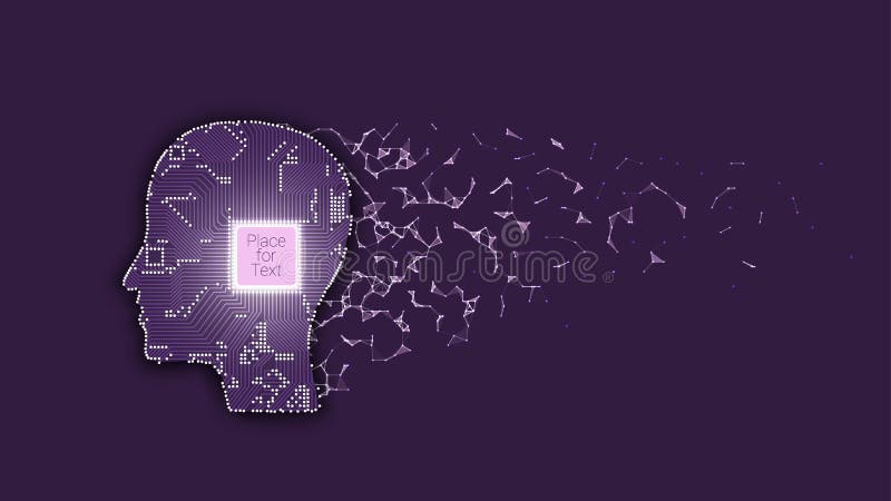 CPU on Board with Ai Head Hologram Stock Illustration - Illustration of ...