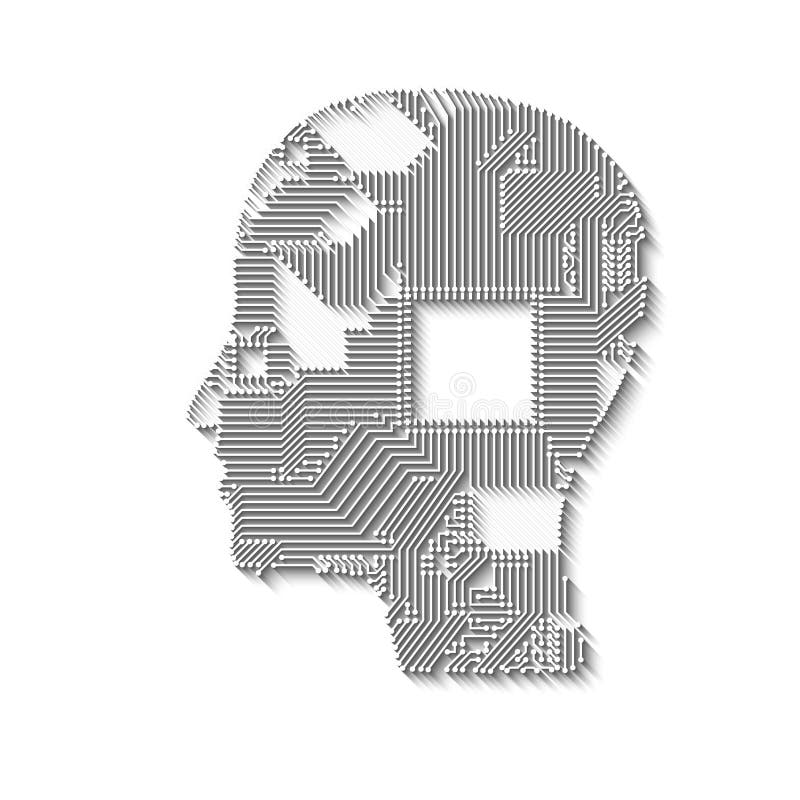 CPU on Board with Ai Head Hologram Stock Illustration - Illustration of ...