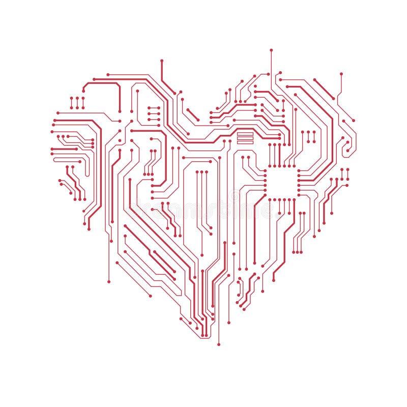 Circuit Board Heart Symbol. Stock Vector - Illustration of board ...