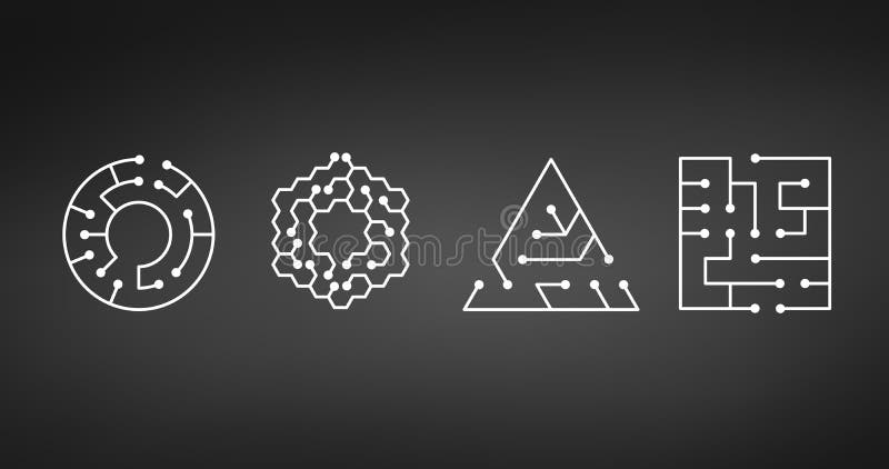 Circuit Board Icon. Abstract Shapes of Square, Circle, Triangle ...