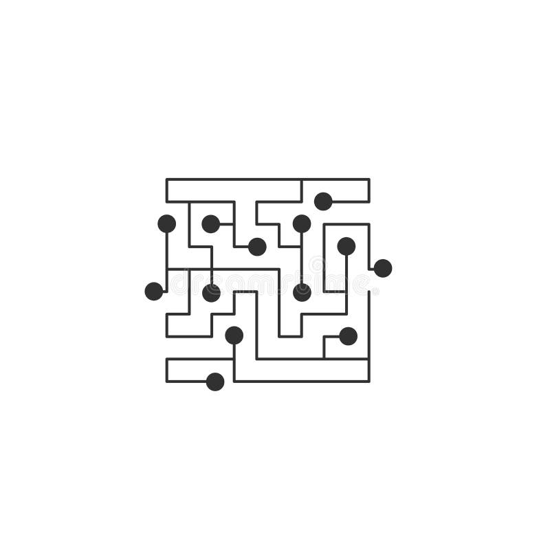 Circuit Board Icon. Abstract Square Shape it Maze. Technology Symbol ...