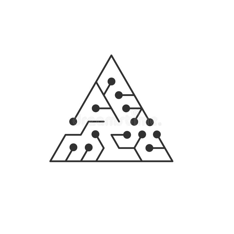 Circuit Board Icon. Abstract Triangle Shape it Maze. Technology Symbol ...