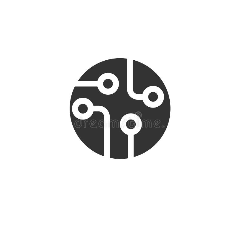 Circuit Board Icon Black in Flat Style Vector Illustration on White ...