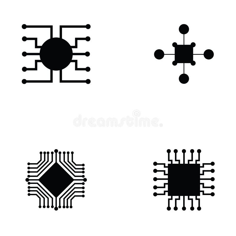 Circuit board icon set stock vector. Illustration of vector - 107346974