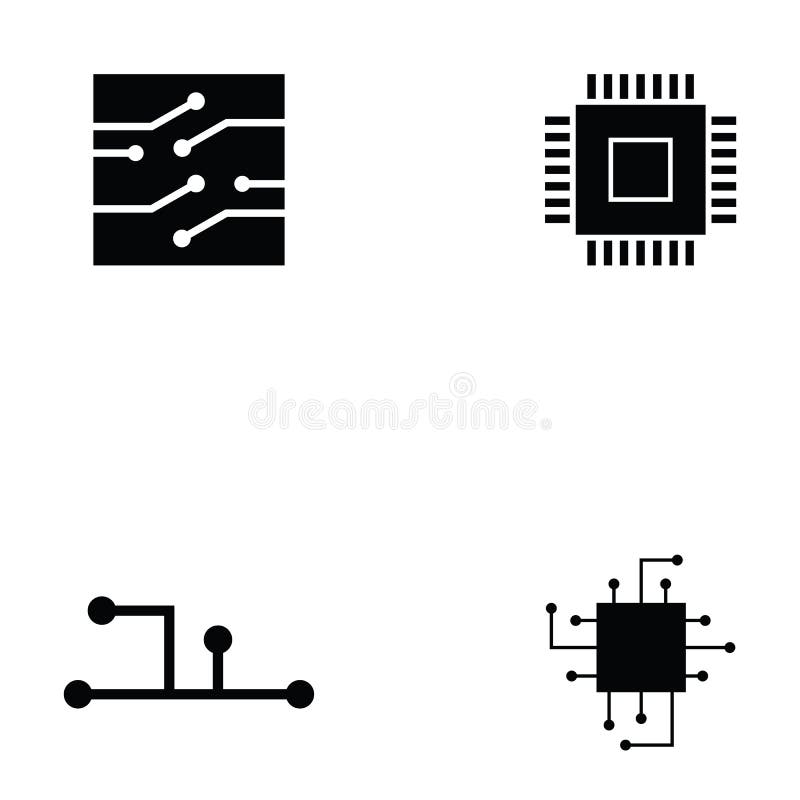 Circuit board icon set stock vector. Illustration of circuit - 107347253