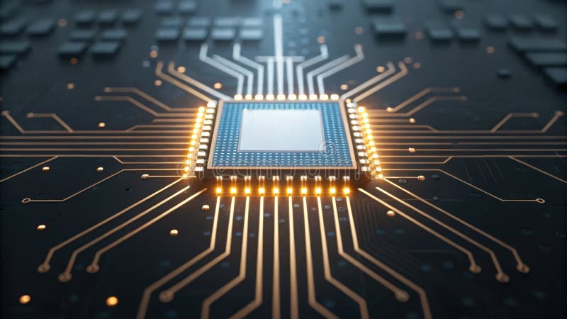 Circuit Board Illuminated by White Light Representing Digital ...
