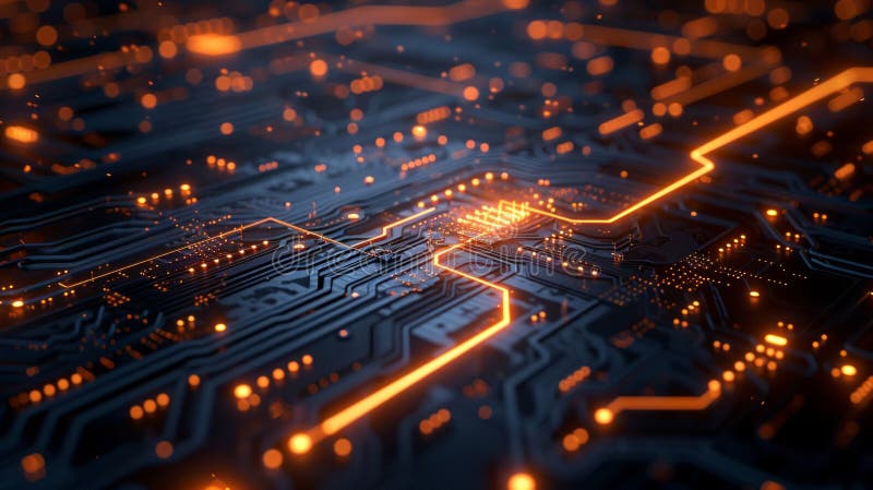 Circuit Board-inspired Patterns with Glowing Circuits and Digital ...