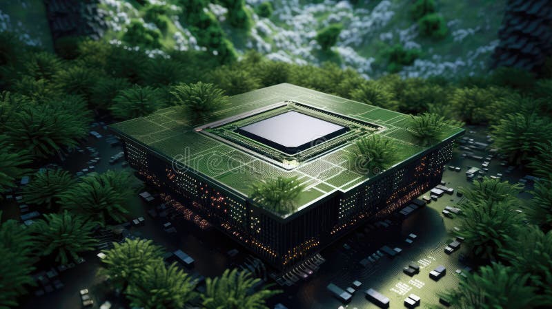 Circuit Board and Leaf with Electronic Timer. Concept of Eco Friendly ...