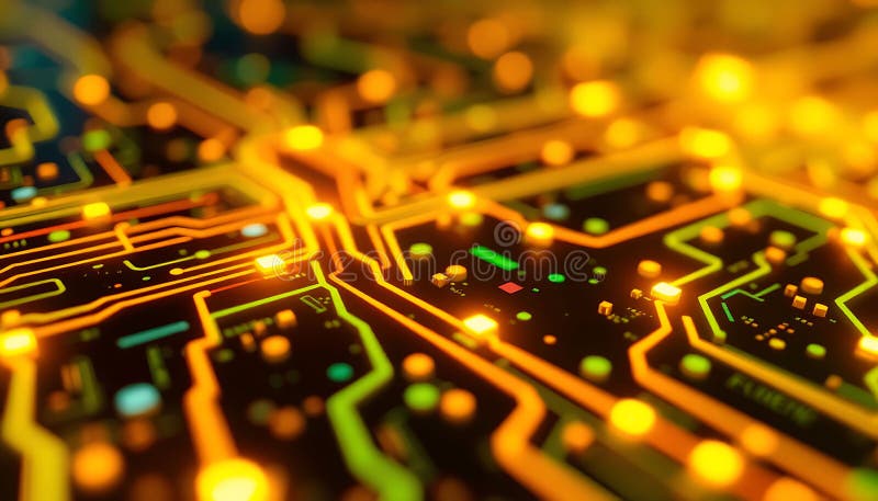 Circuit Board with Lights, Technology, Electronic, Digital, Abstract, Stock Photo, Generative AI ...