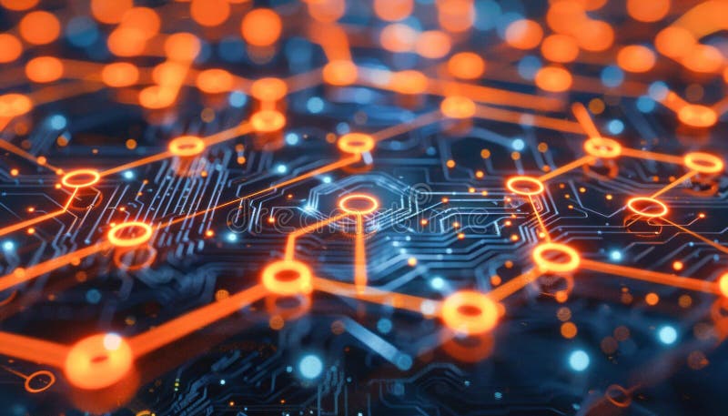 The Circuit Board Lights Up, Filled with Components, Displaying ...