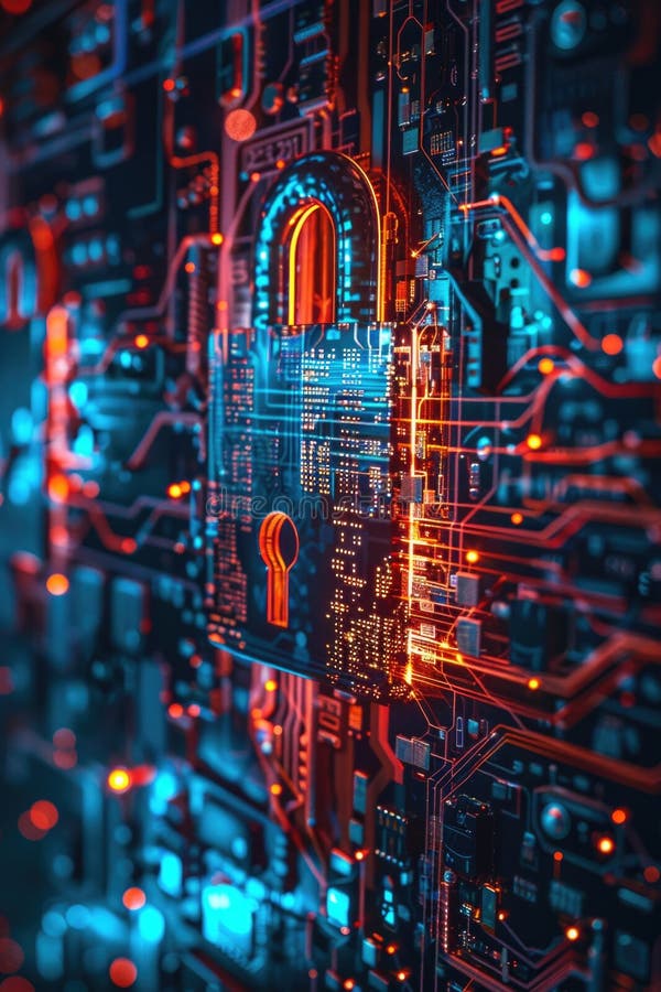 Circuit Board Lock stock photo. Image of digital, storage - 374716716