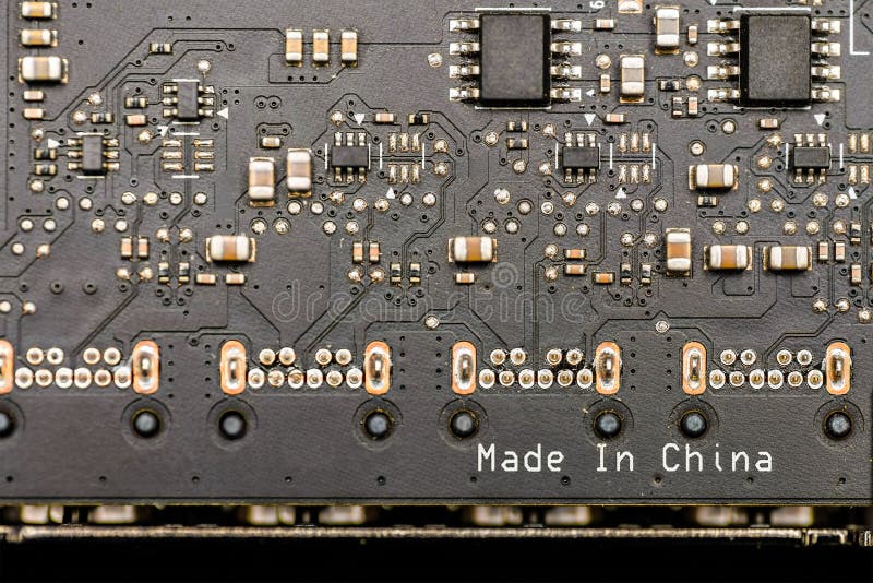 Circuit Board with "Made in China" Inscription Stock Image - Image of ...
