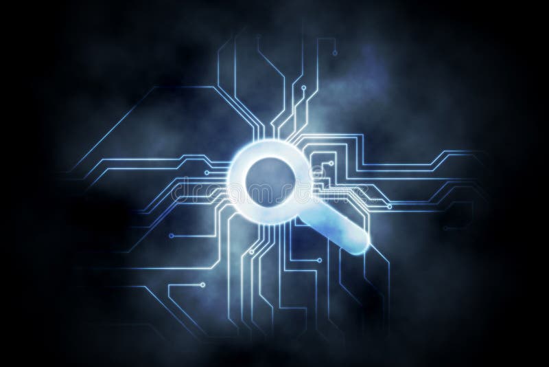 Circuit Board And Magnifying Glass Graphic Stock Illustration ...
