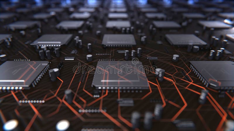 Circuit Board with Many CPU Processors in the Server Room of the Data ...